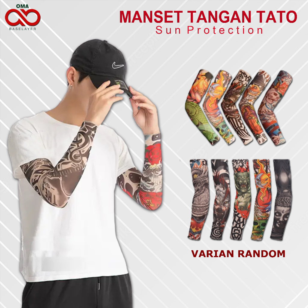 Jual Arm Sleeve Manset Tangan Tato Tatto Pria Panjang Motif Random ...