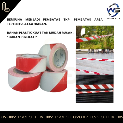 Jual Police Line Merah Putih 2 3 inch x 300 500 Meter Tanpa Lem Garis ...