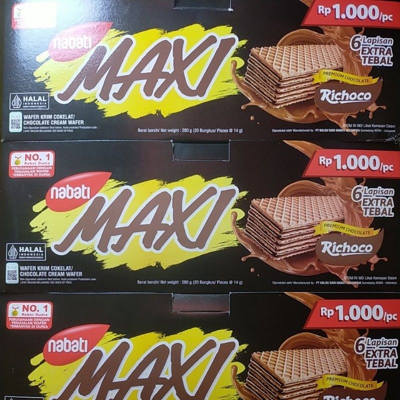 Jual maxi wafer nabati extra tebal (20 bungkus) | Shopee Indonesia