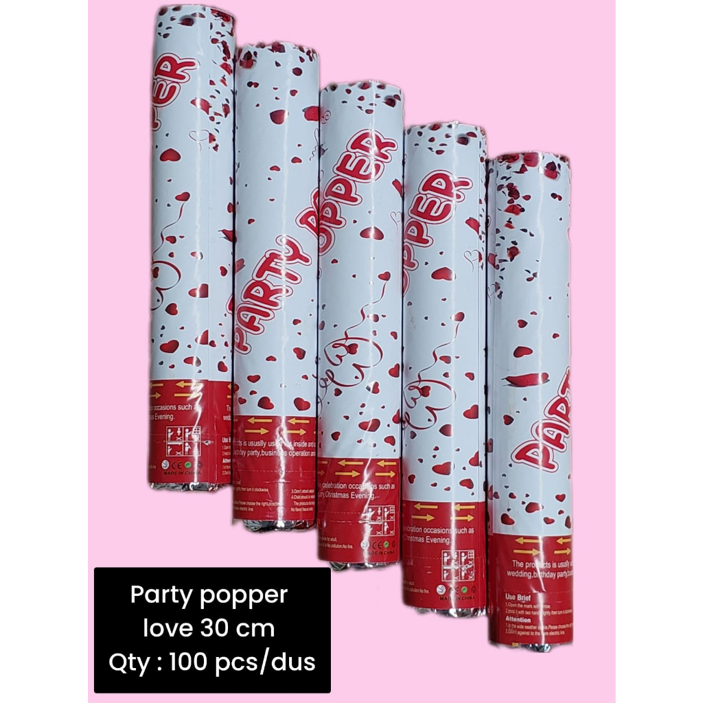 Jual Confetti / Party Popper Love Merah Panjang ukuran 30 cm | Shopee ...