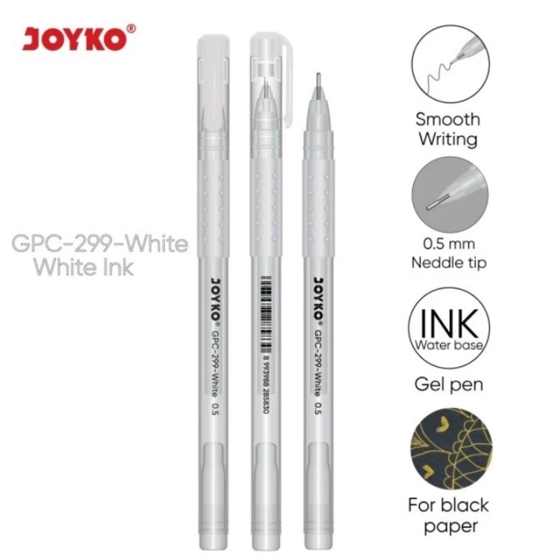 Jual Color Gel Pen Pulpen Pena Joyko GPC-299 Premium Color ( White, Silver, dan Gold ) 0.5 mm ...
