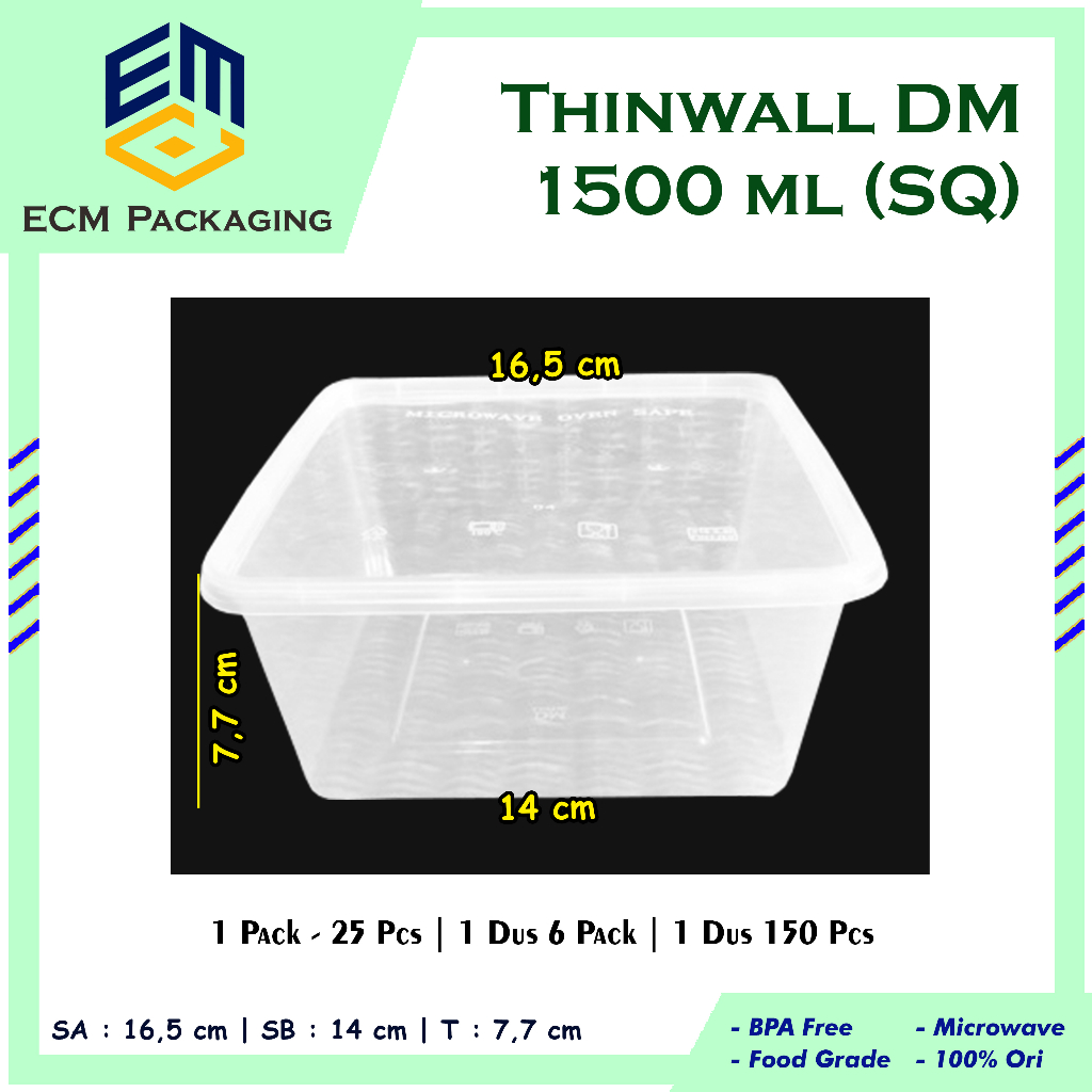 Jual THINWALL DM 1500ML SQUARE (SQ) | Shopee Indonesia