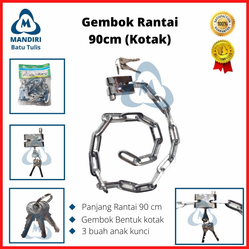 Jual Gembok Rantai Sepeda / Motor / Pagar - Gembok Rante 90cm 3 Anak ...