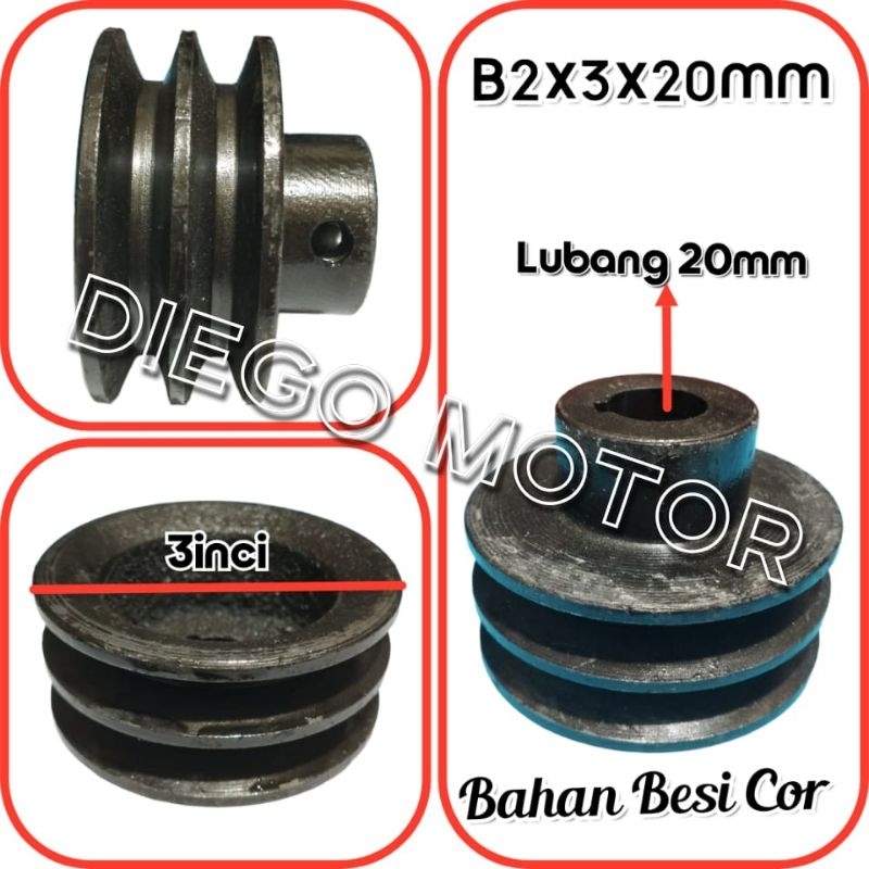 Jual B2x3x20mm Pulley Puli Poli Besi Cor Hancuran Serbaguna Mesin ...