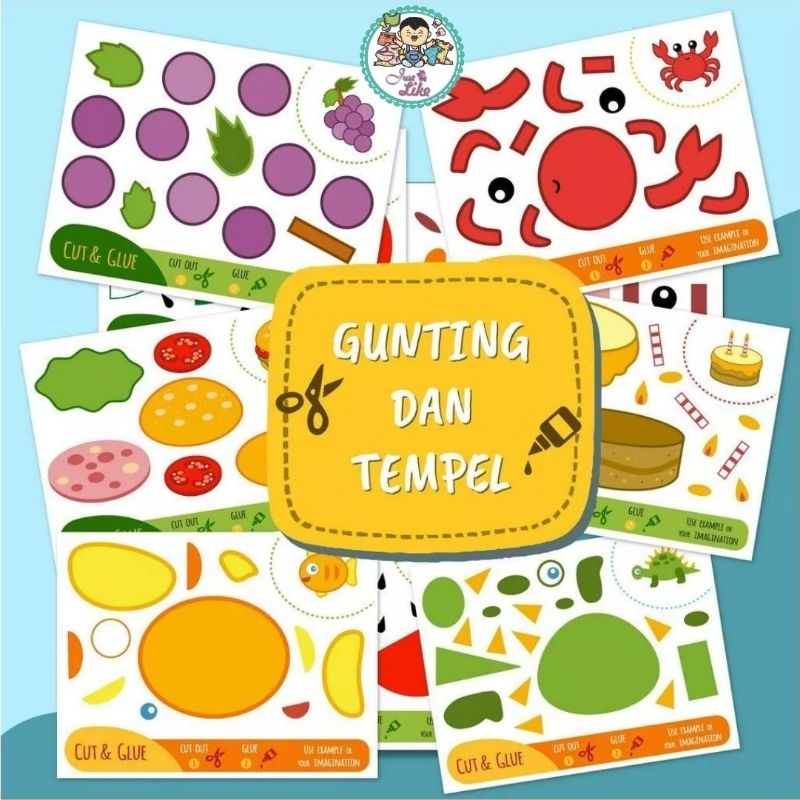 Jual JLIKE-Gunting dan Tempel Lembar Aktivitas / Worksheet Anak Cut and ...