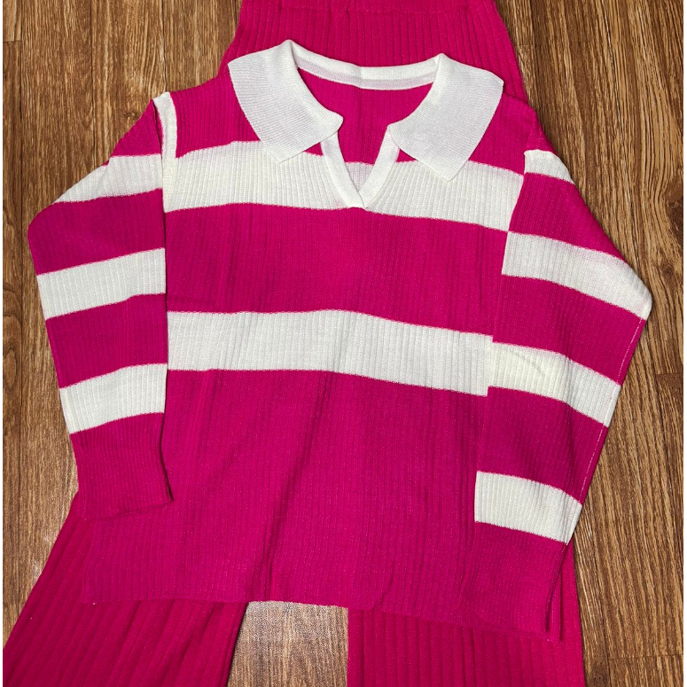 Jual One Set Rajut Stripe Terbaru - setelan wanita - set knit | Shopee ...
