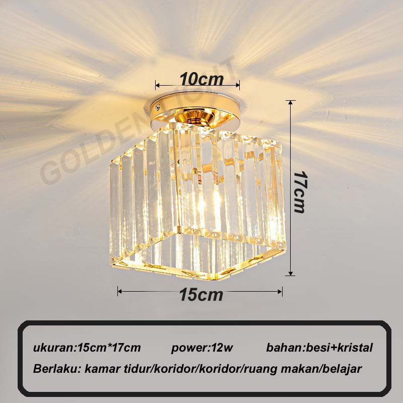 Jual Lampu kristal plafon rumah Lampu ceiling kristal kotak modern ...