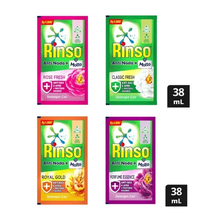 Jual Rinso Molto Detergen Cair 12 sachet x 38ml (renceng) | Shopee Indonesia