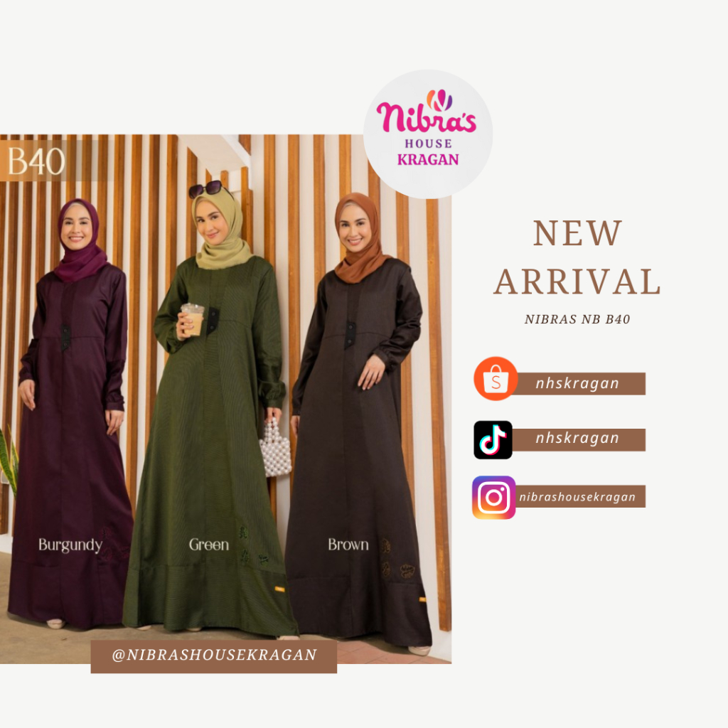 Jual Baju Gamis Simple Variasi Bordir NB B40 | Shopee Indonesia