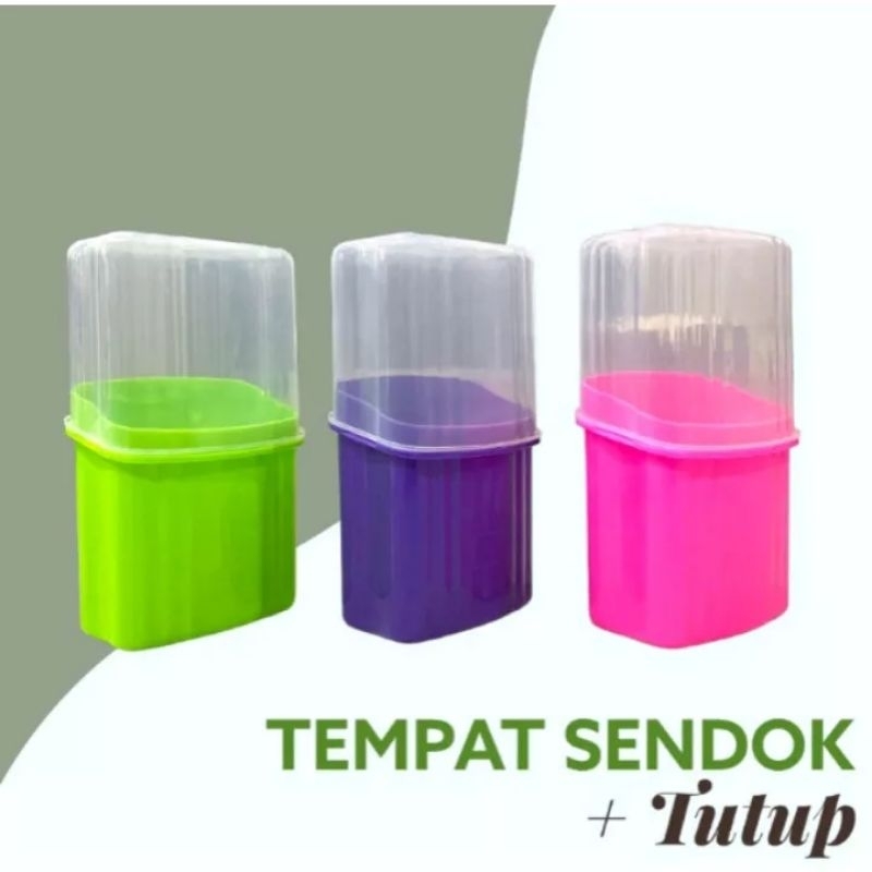 Jual Tempat Sendok Tutup Wadah Penyimpanan sendok 3 Sekat Transparan ...