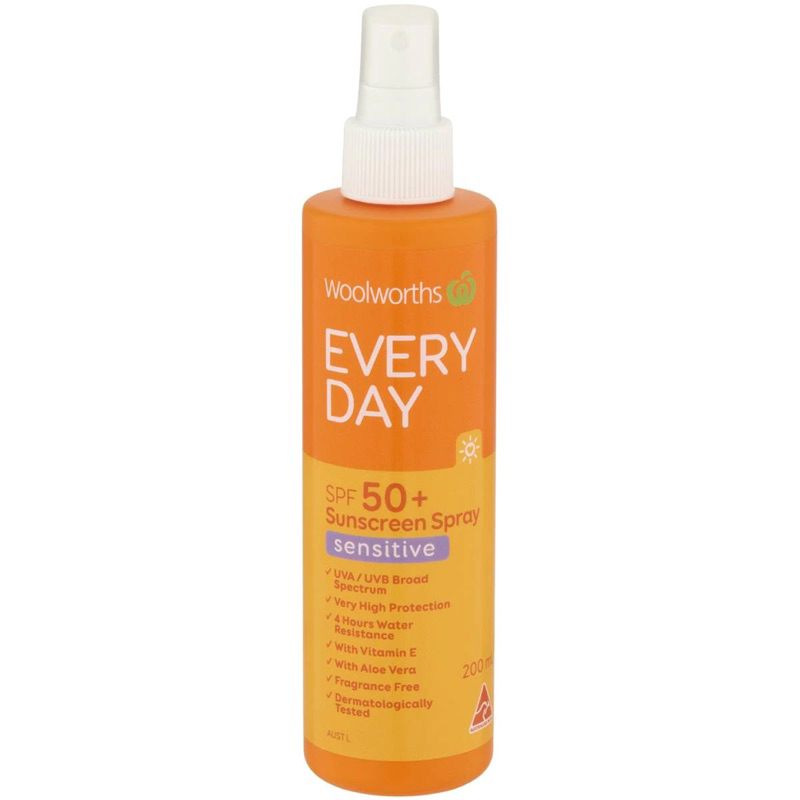 Jual Woolworths Everyday Sunscreen Sensitive Spray Spf50+ 200ml ...