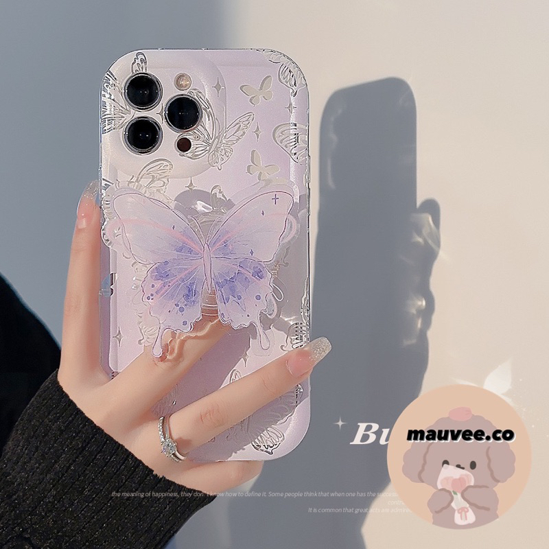 Jual [READY] IPHONE CASE LILAC BUTTERFLY POPSOCKET SOFT CASE IPHONE ...