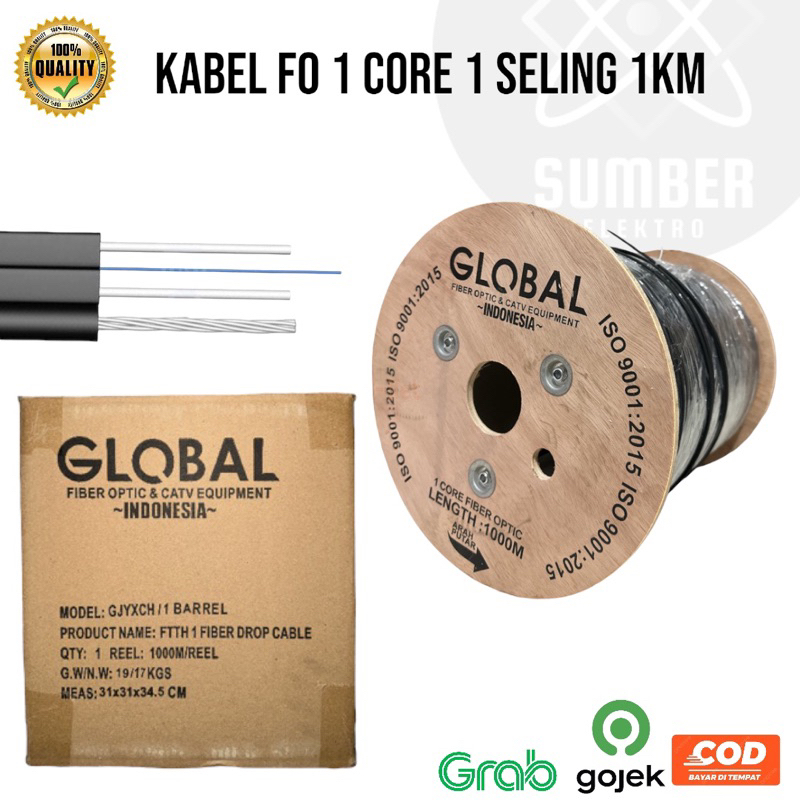 Jual GLOBAL KABEL FIBER OPTIC 1 CORE 1 SELING 1KM/ 1000 M DROP CABLE ...