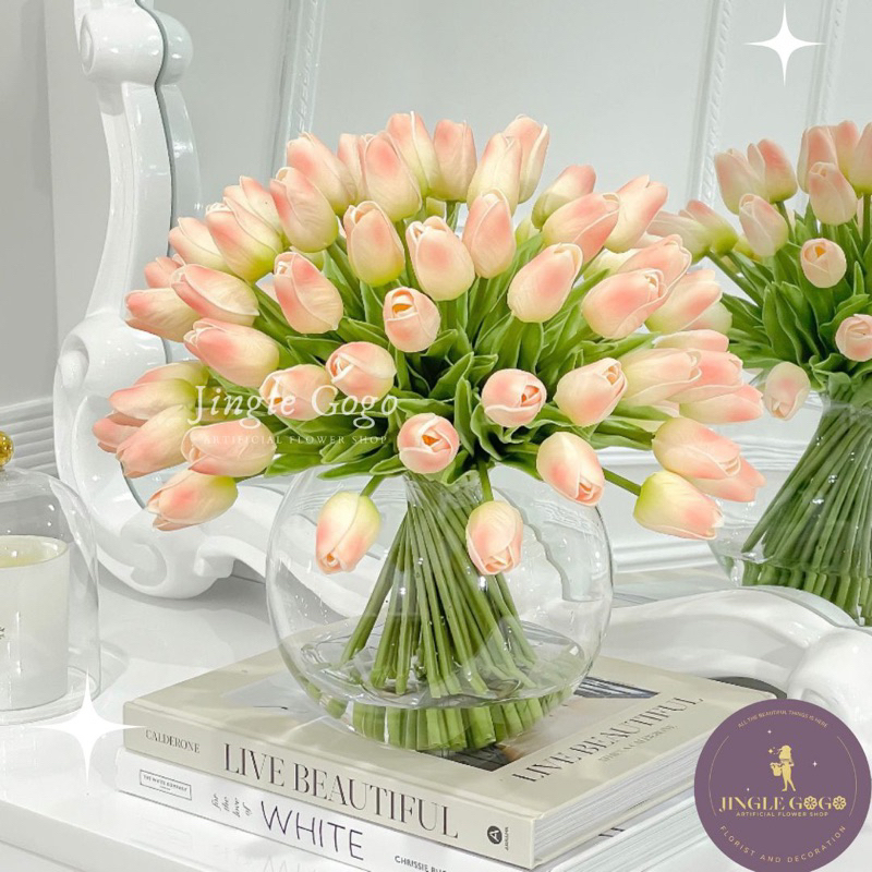 Jual Bunga Tulip Artificial Satuan PINK PEACH Tulip Latex PREMIUM Real ...
