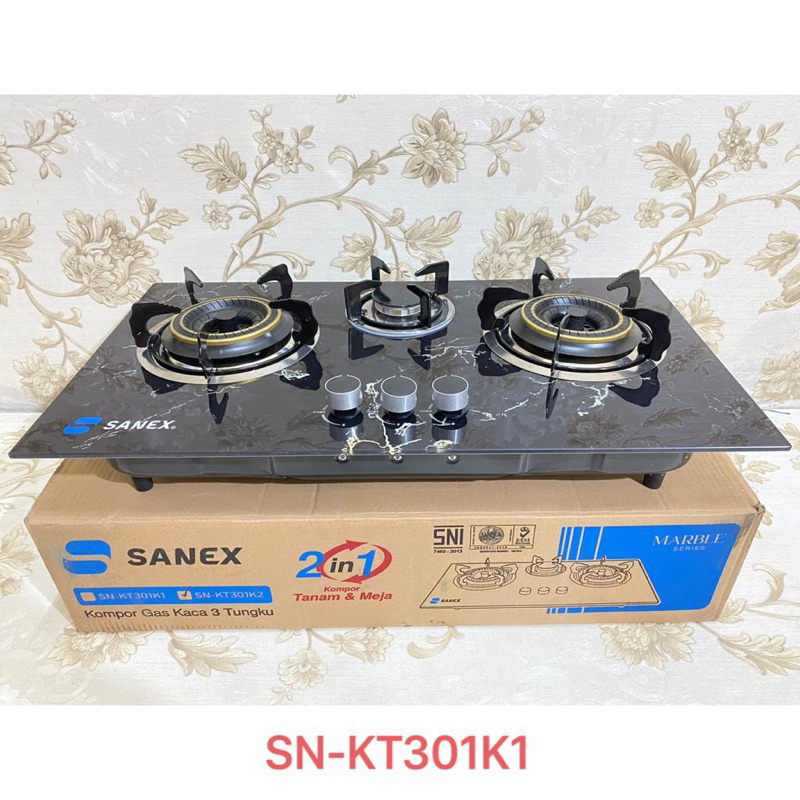 Jual Kompor Gas Meja/Kompor gas Tanam Sanex 3 Tungku Warna Hitam (SN ...