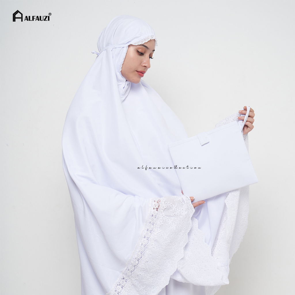Jual ALFAUZI - Mukena Dewasa Putih Polos Renda Bordir | Mukena Aisyah ...