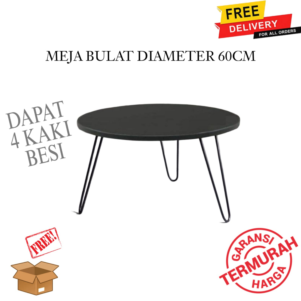 Jual Meja Bulat Dekorasi Mini HITAM 60 cm/ Mini Meja Kopi Teras / Ruang ...