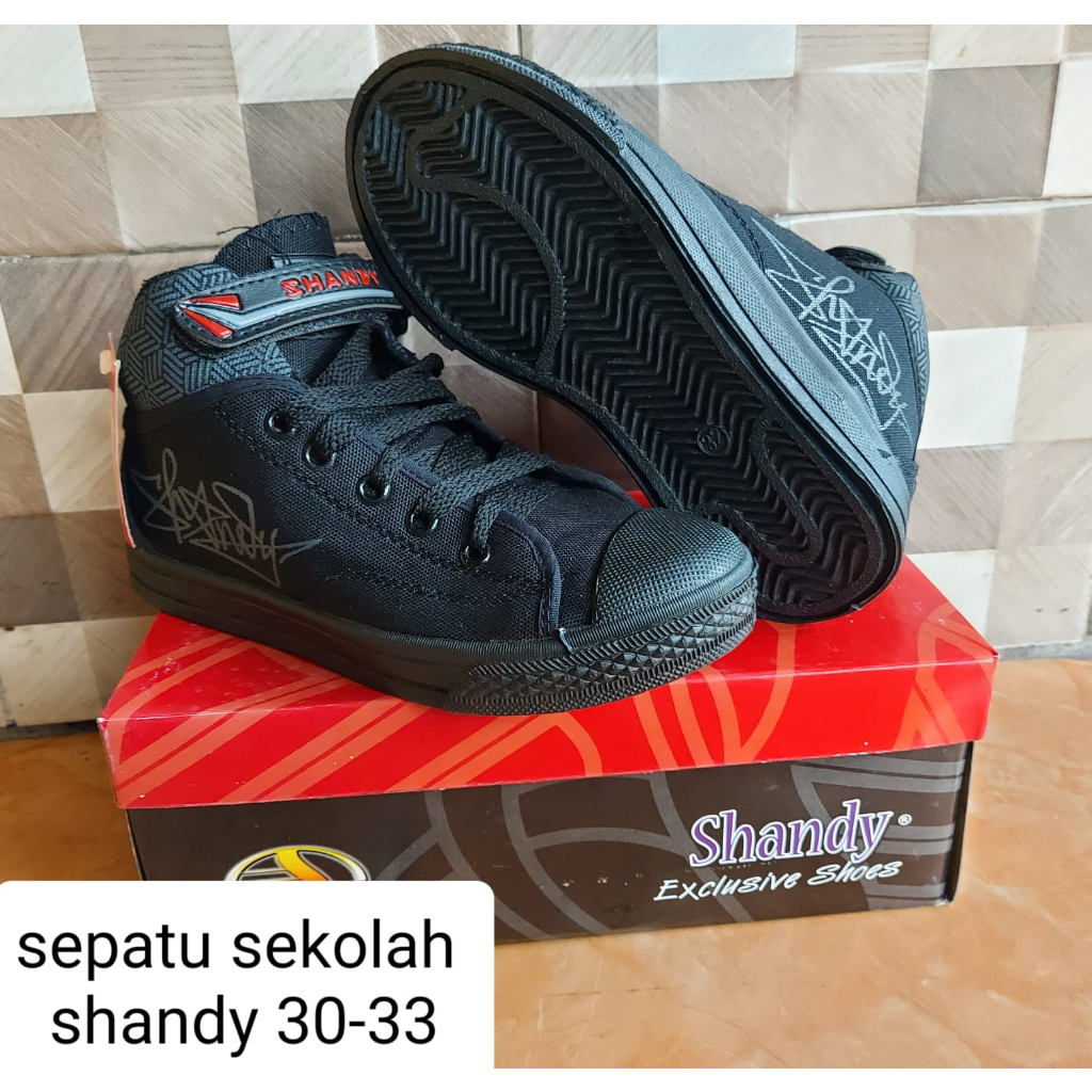 Jual Sepatu Sekolah Full Hitam Booth size 3-33 | Shopee Indonesia