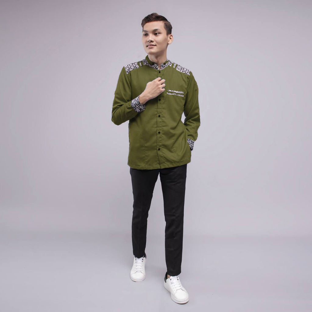 Jual Baju Koko Original Elrumi Motif Adidas Batik Warna Abu Lengan ...