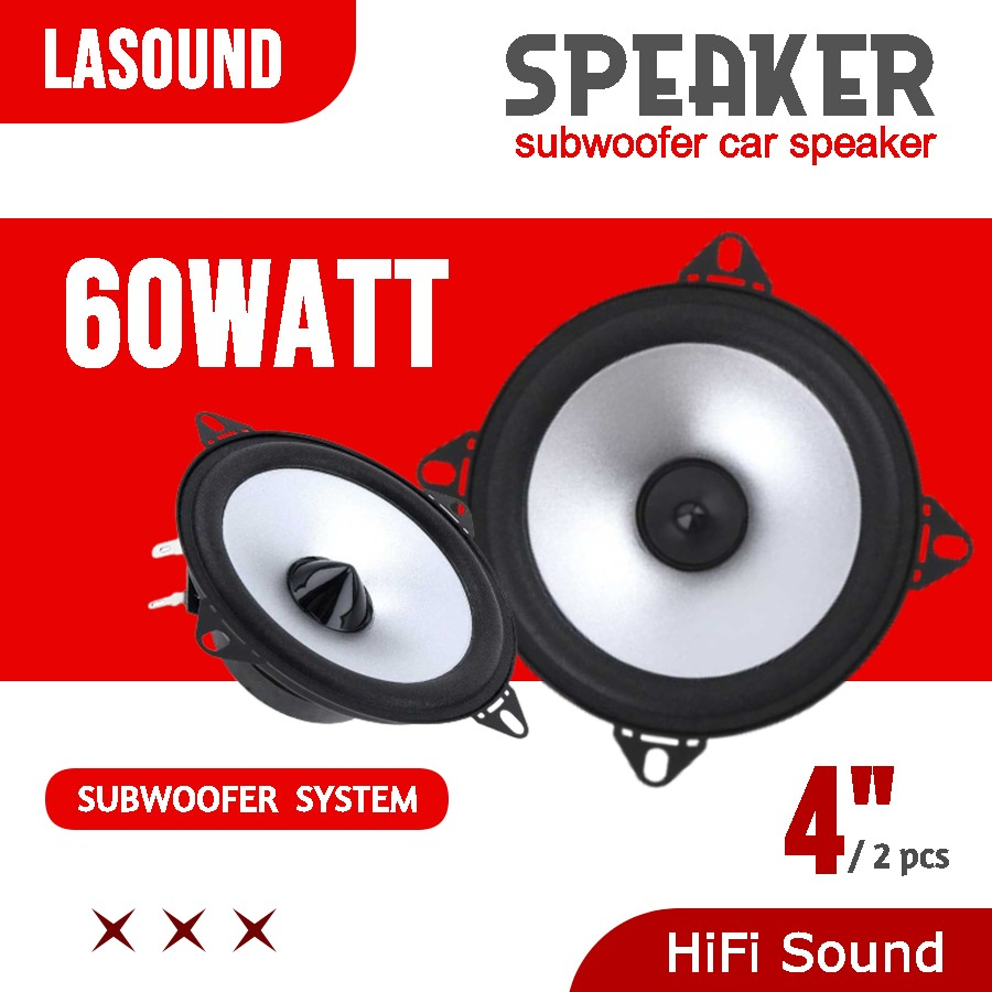 Jual Speaker Mobil 4 inch Subwoofer Car Speaker 60 Watt 2 PCS | Shopee Indonesia