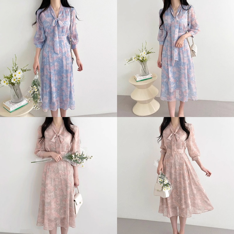 Jual D1279 COLEEN KOREAN STYLE VINTAGE MIDI DRESS | Shopee Indonesia