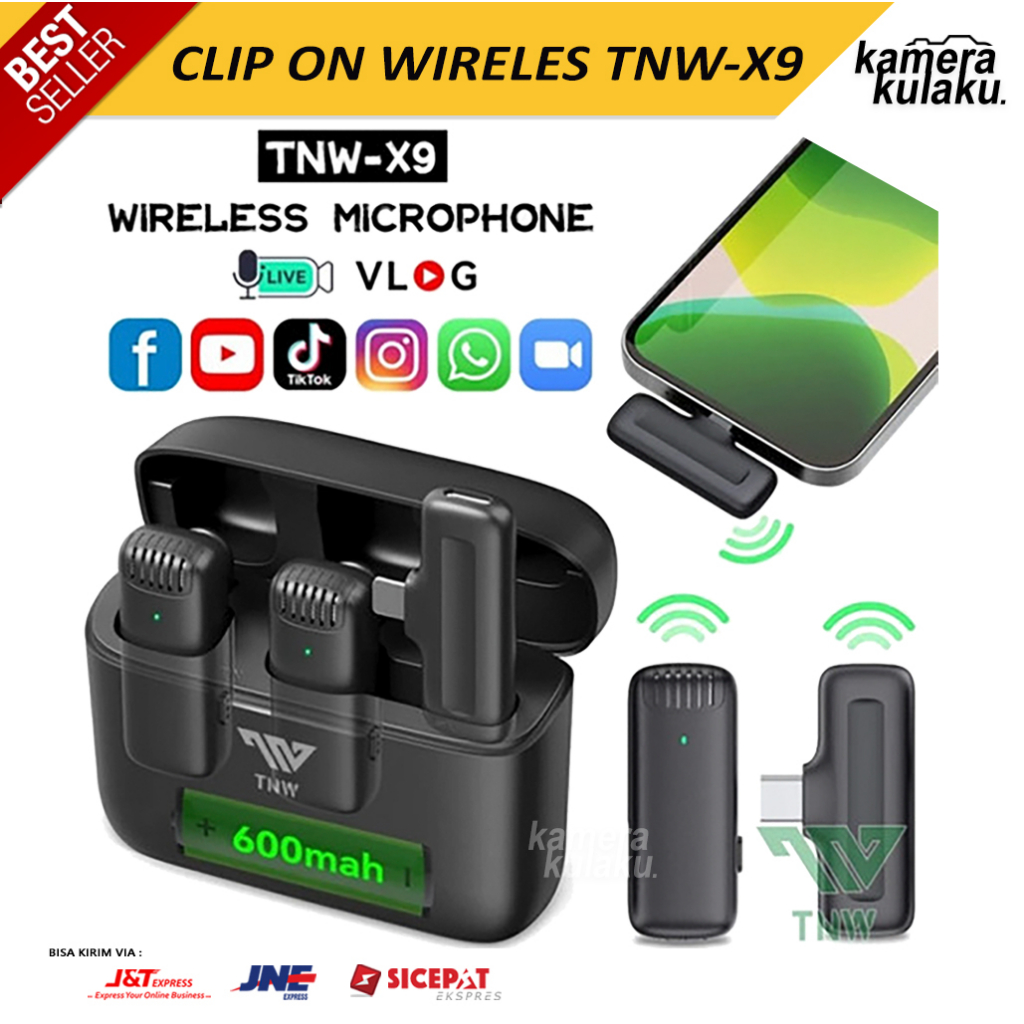 Jual TNW-X9 Wireless Dual Lavalier Microphone Plug & Play Lapel Mic ...