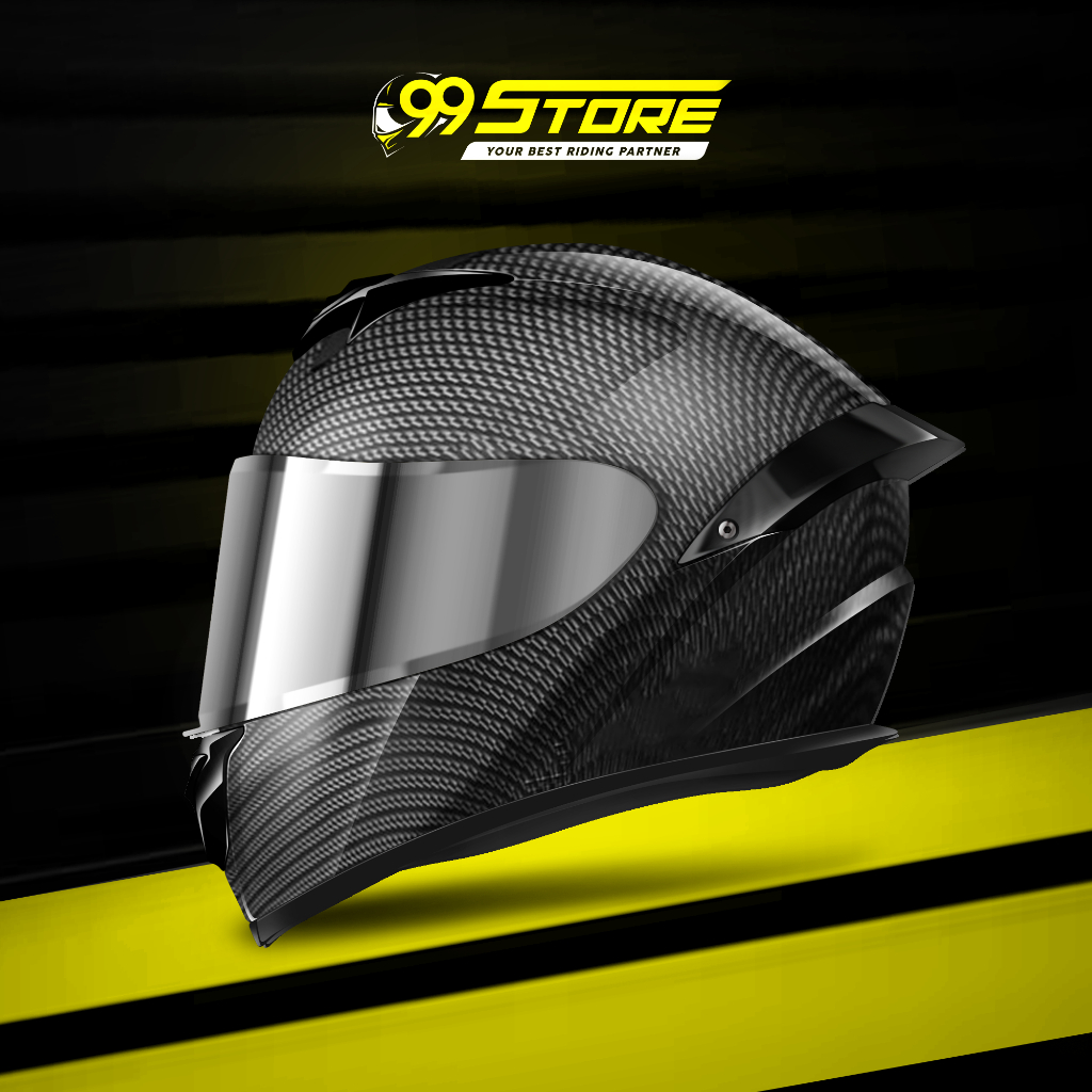 Jual Helm Fullface Ganteng Sporty Snail FFS2 Carbon Visor Silver ...