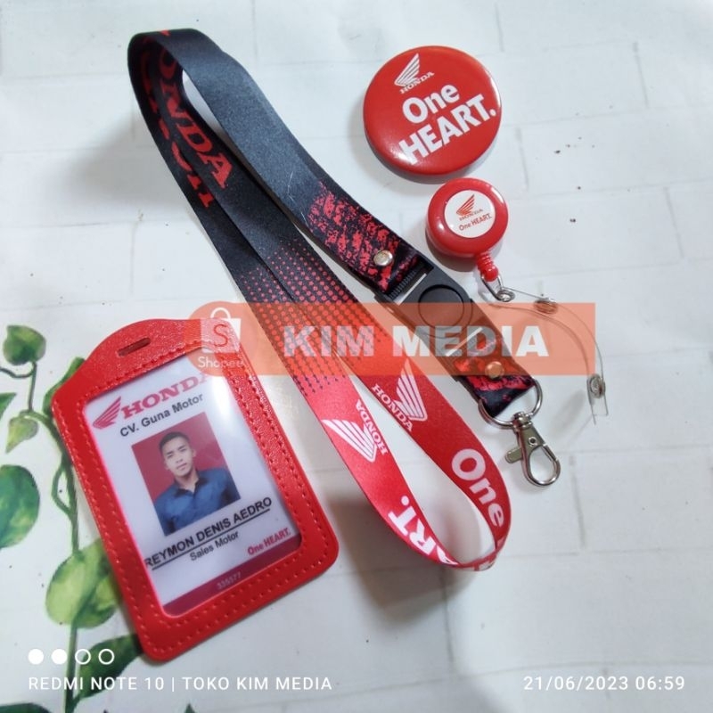 Jual Lanyard ID Card HONDA ONE HEART motif TERBARU / TALI ID CARD HONDA ...