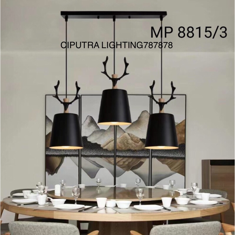 Jual LAMPU GANTUNG HIAS INDUSTRIAL MINIMALIS MEJA MAKAN 3 LAMPU ELEGANT | Shopee Indonesia