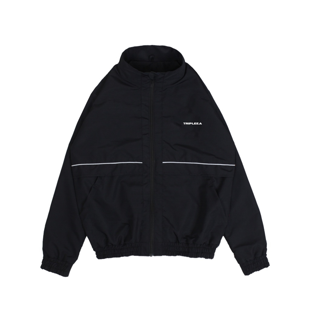 Jual triple_a Jaket Retro Putih Strip Jacket Hitam Waterproof Sport ...