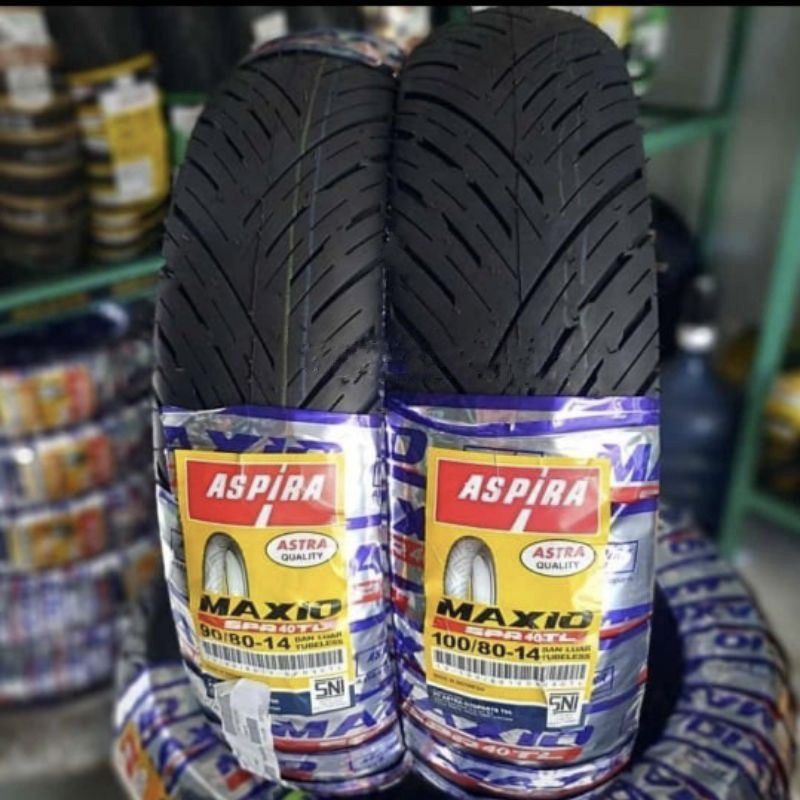 Jual BAN MOTOR VARIO 150 ASPIRA 90/80 14 & 100/80 14 TUBELESS ORI 1 SET ...