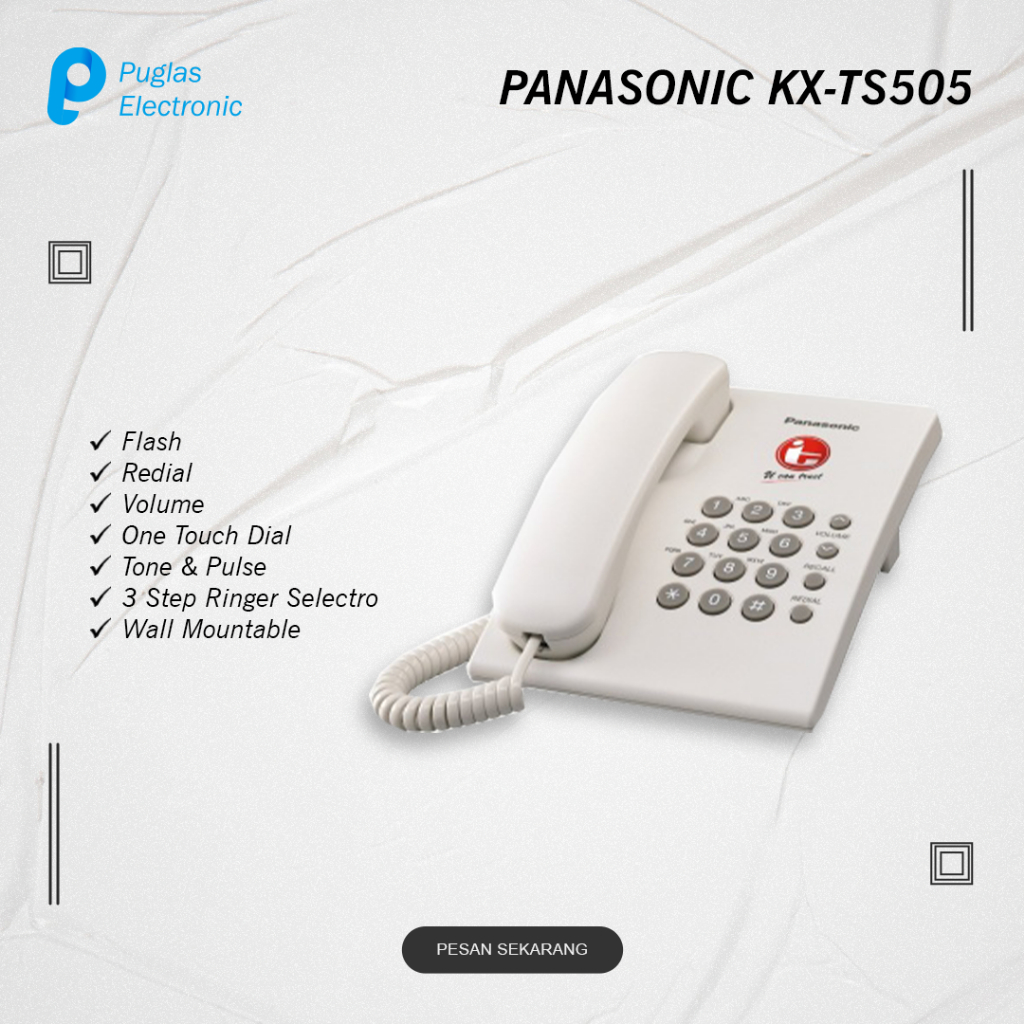 Jual Pesawat Telepon Kabel Panasonic KX-TS505 Telephone Rumah Kantor Indihome - WHITE | Shopee ...