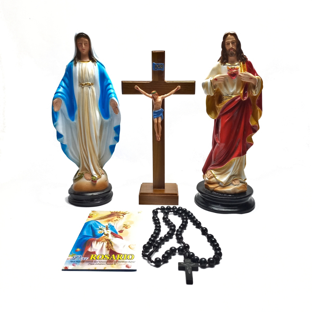 Jual Set Patung Doa 30 cm/Paket Doa dan Devosi Kepada Bunda Maria Hati Kudus Yesus | Shopee ...