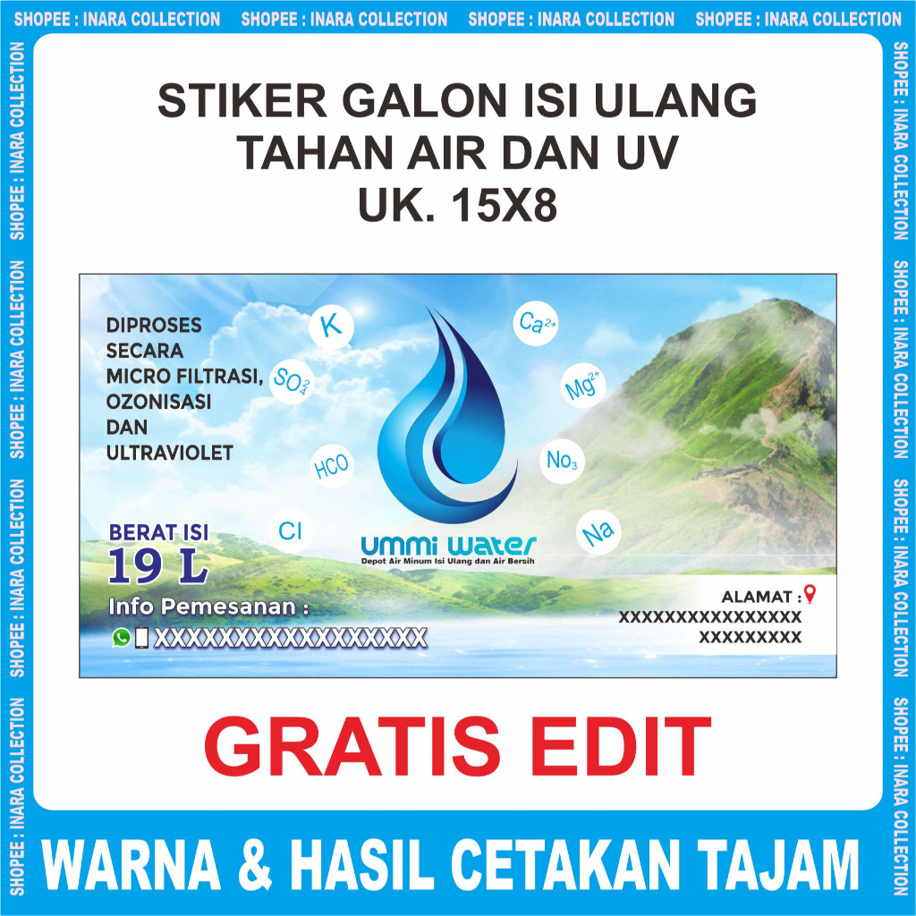 Jual Stiker Galon Isi Ulang Tahan Air dan UV | Shopee Indonesia