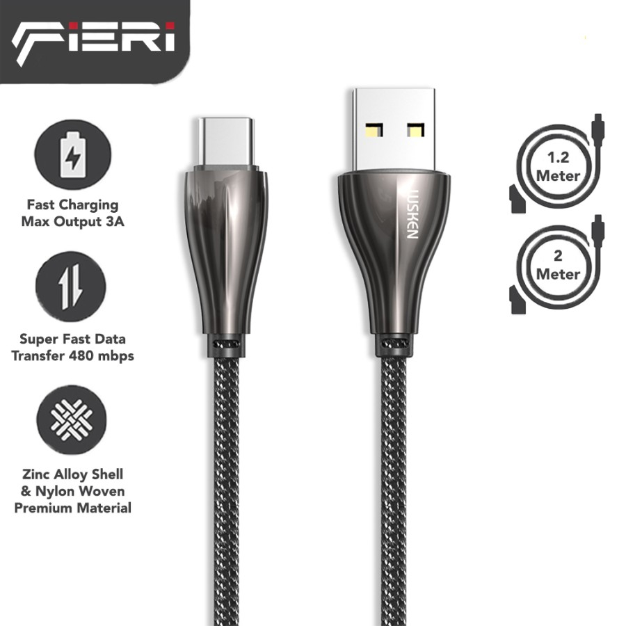 Jual Fieri Kabel Data Charger Type C to USB Fast Charging 1M 2M Fieri ...