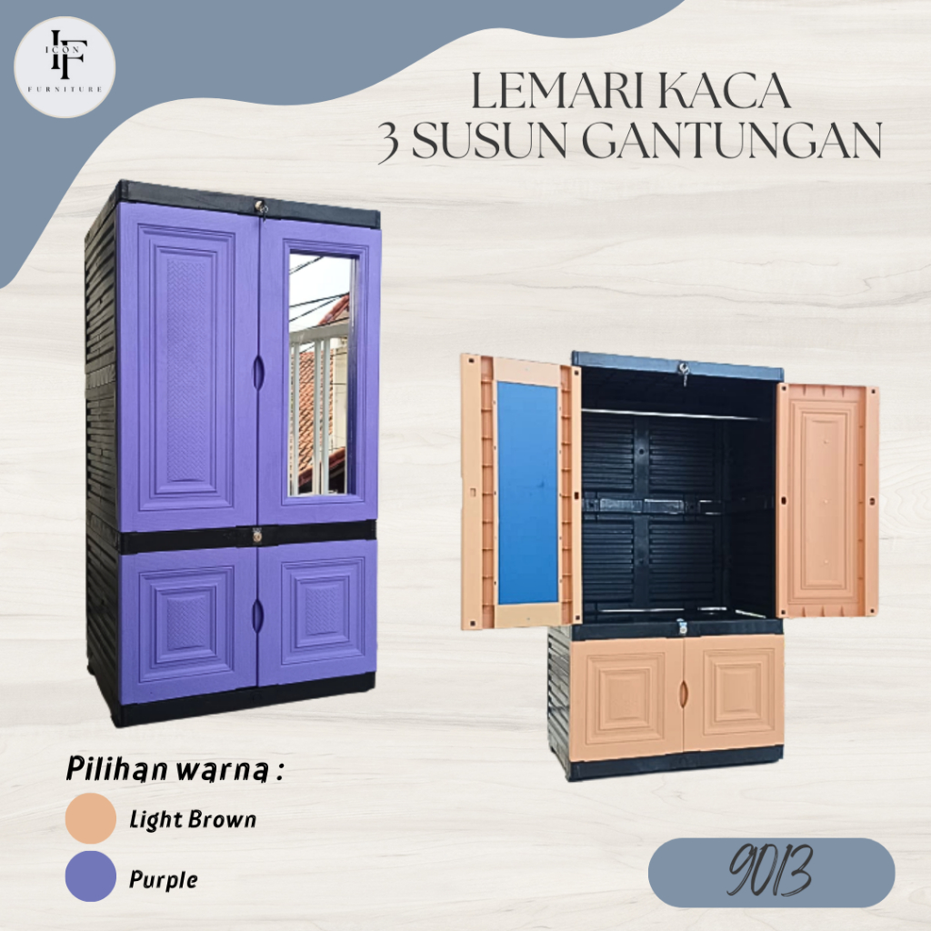 Jual Lemari Kaca dan Gantungan+Rak 3 Susun | 9013 / Multifungsi ...