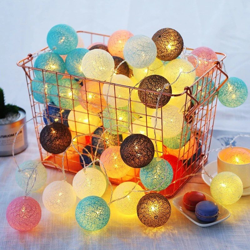 Jual 20 LED Cotton Ball String Fairy Light USB Lampu Kamar Tidur ...