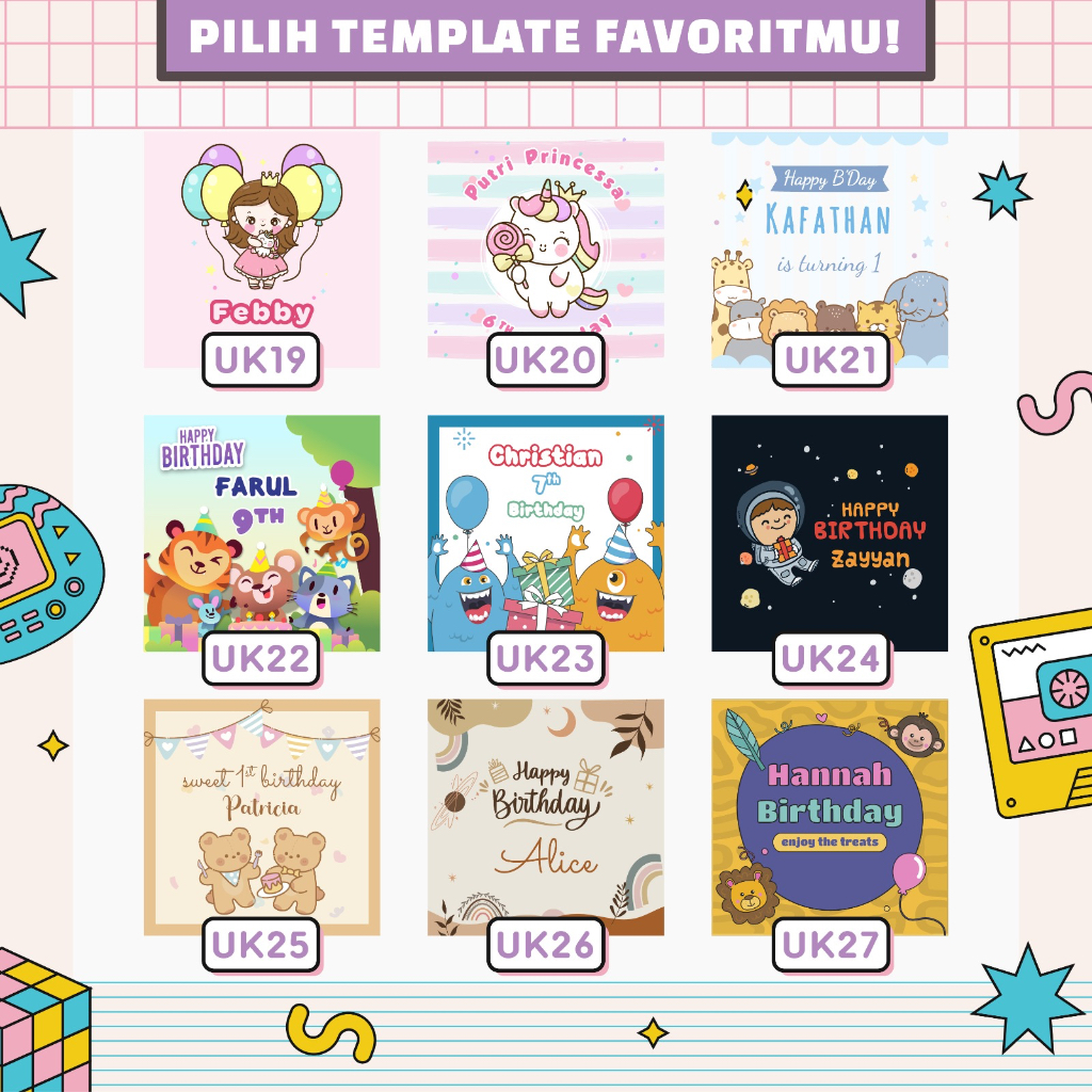 Jual Cetak Stiker Kotak Souvenir Ulang Tahun Anak Custom Label Snack ...