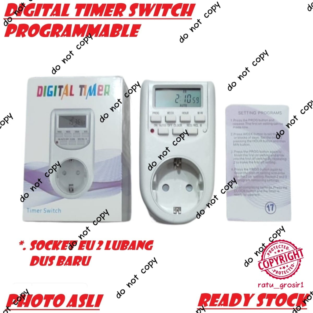 Jual Programmable Digital Timer Switch Weekly Stop Kontak Minggu 16 Program | Shopee Indonesia