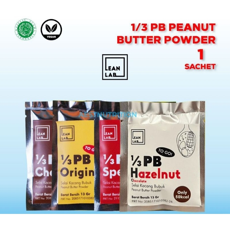 Jual Lean Lab 1/3 PB Selai Kacang Bubuk Sachet 13 gram (Peanut Butter ...