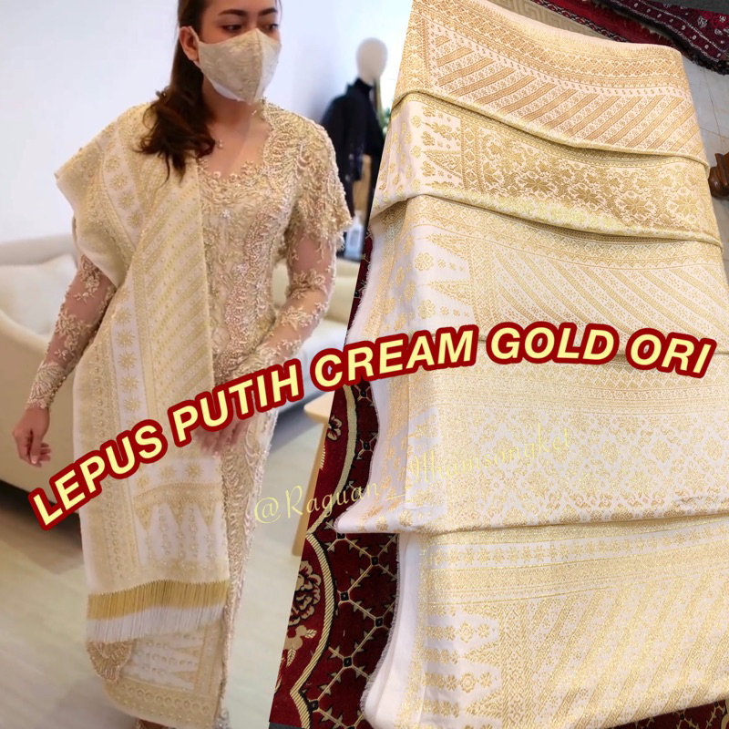 Jual EXCLUSIVE Songket Lepus warna Cream Gebeng ORI/songket tenun asli palembang /ilham songket ...