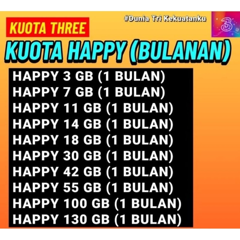 Jual PAKET DATA THREE 30 HARI | Shopee Indonesia