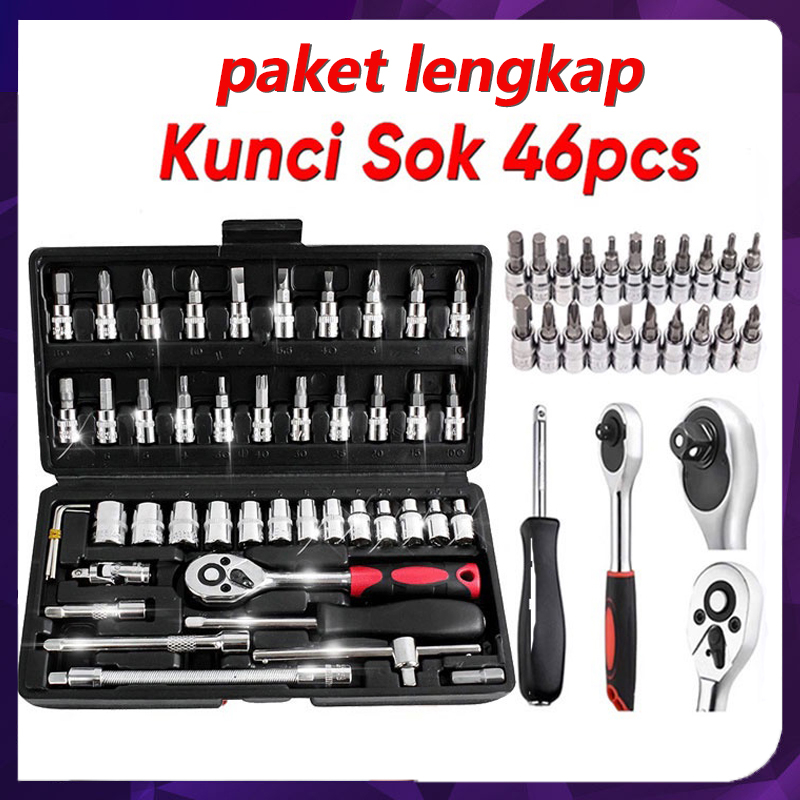 Jual 46 In 1 Kunci Pas Shock Sok Shok Socket Ring Wrench Obeng ...