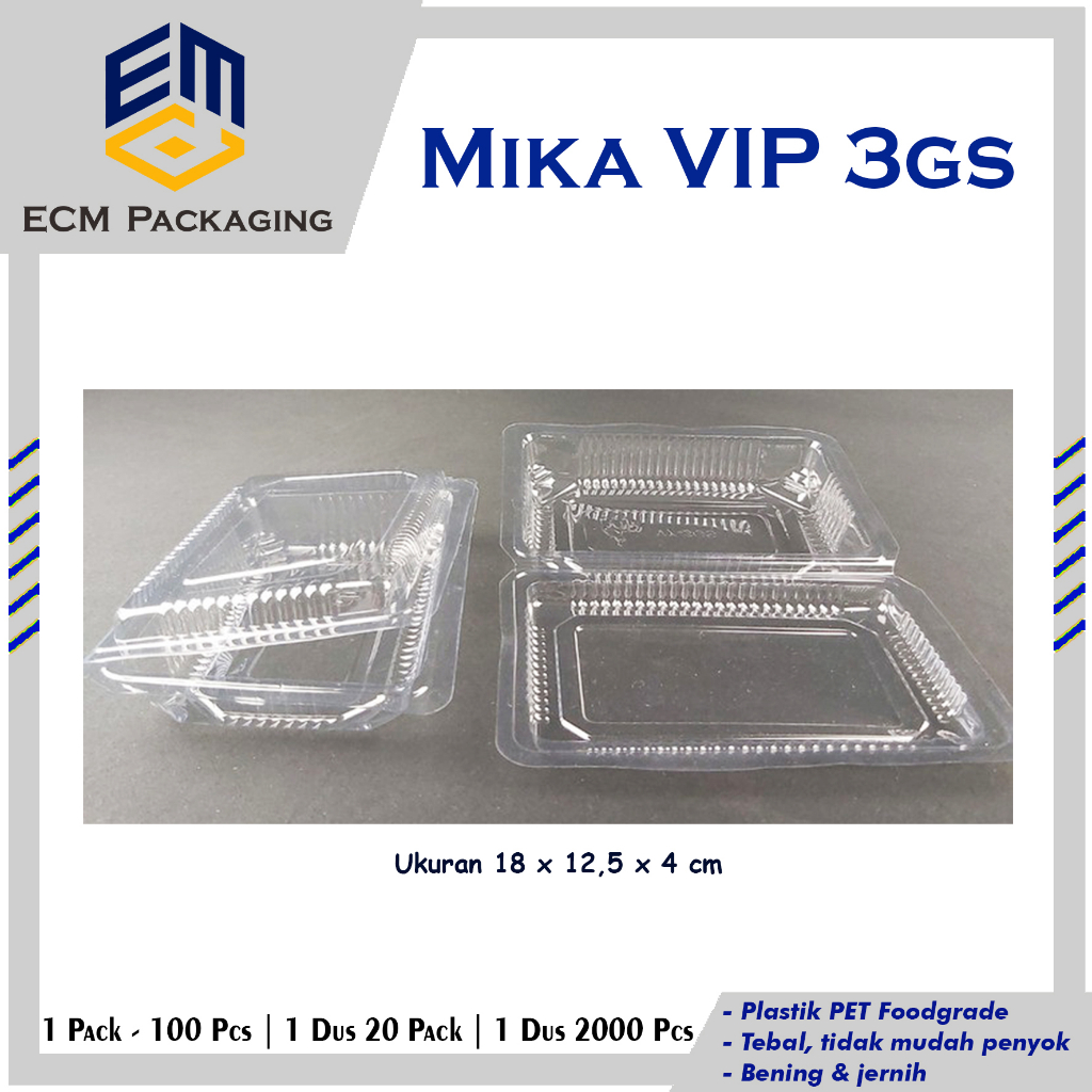 Jual MIKA VIP 3GS / MIKA PLASTIK NASI / MIKA MAKANAN / MIKA KUE 100pcs ...