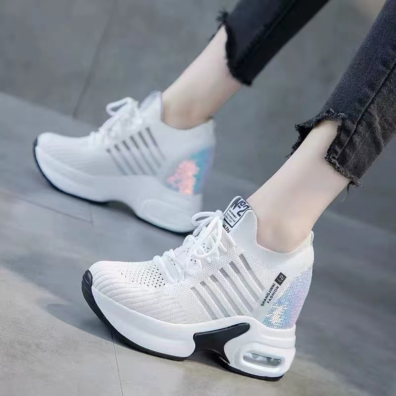 Jual Sepatu Putih Sneaker Wanita Import Sepatu Cewek Sneaker Tinggi ...