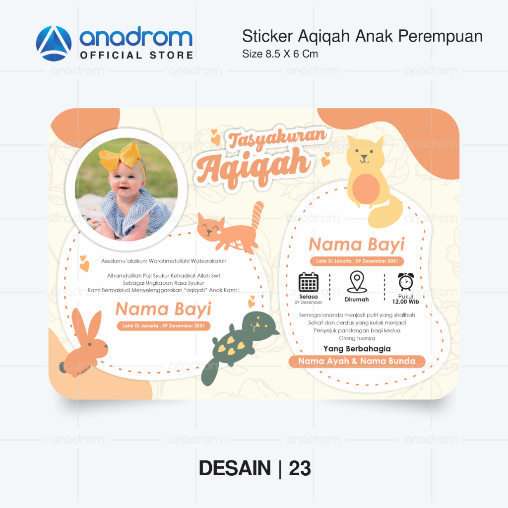 Jual Sticker Label Aqiqah Anak Perempuan | Sticker Label Box Makanan ...