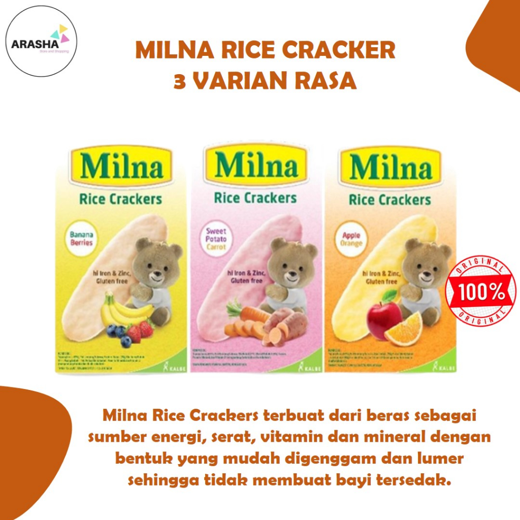 Jual Milna Rice Crackers 3 varian - Sweet Potato Carrot - Banana ...