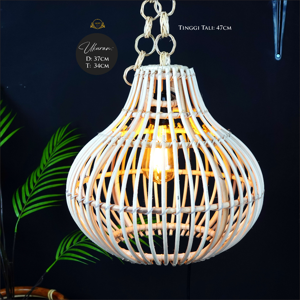 Jual Kap Lampu Rotan Hiasan Ruangan / Dekor Lampu Cafe aesthetic ...