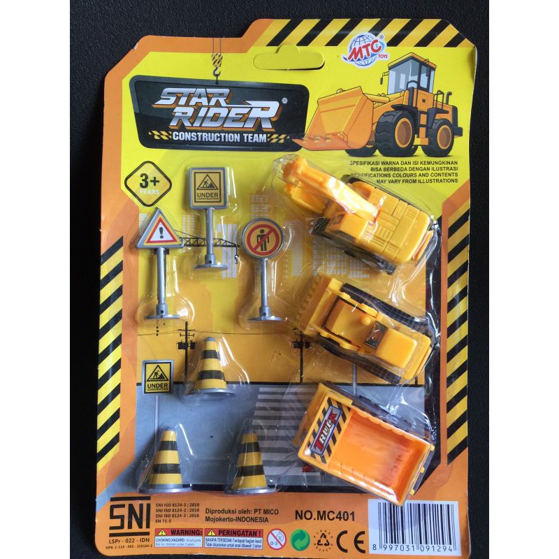 Jual Mainan anak 3 mobil konstruksi pullback dan rambu lalu lintas ...