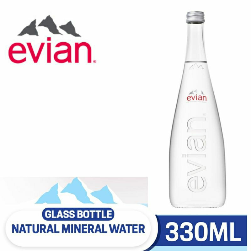 Jual Evian Natural Mineral Water Glass 330ml. Kemasan Botol Kaca. Original Prancis | Shopee ...